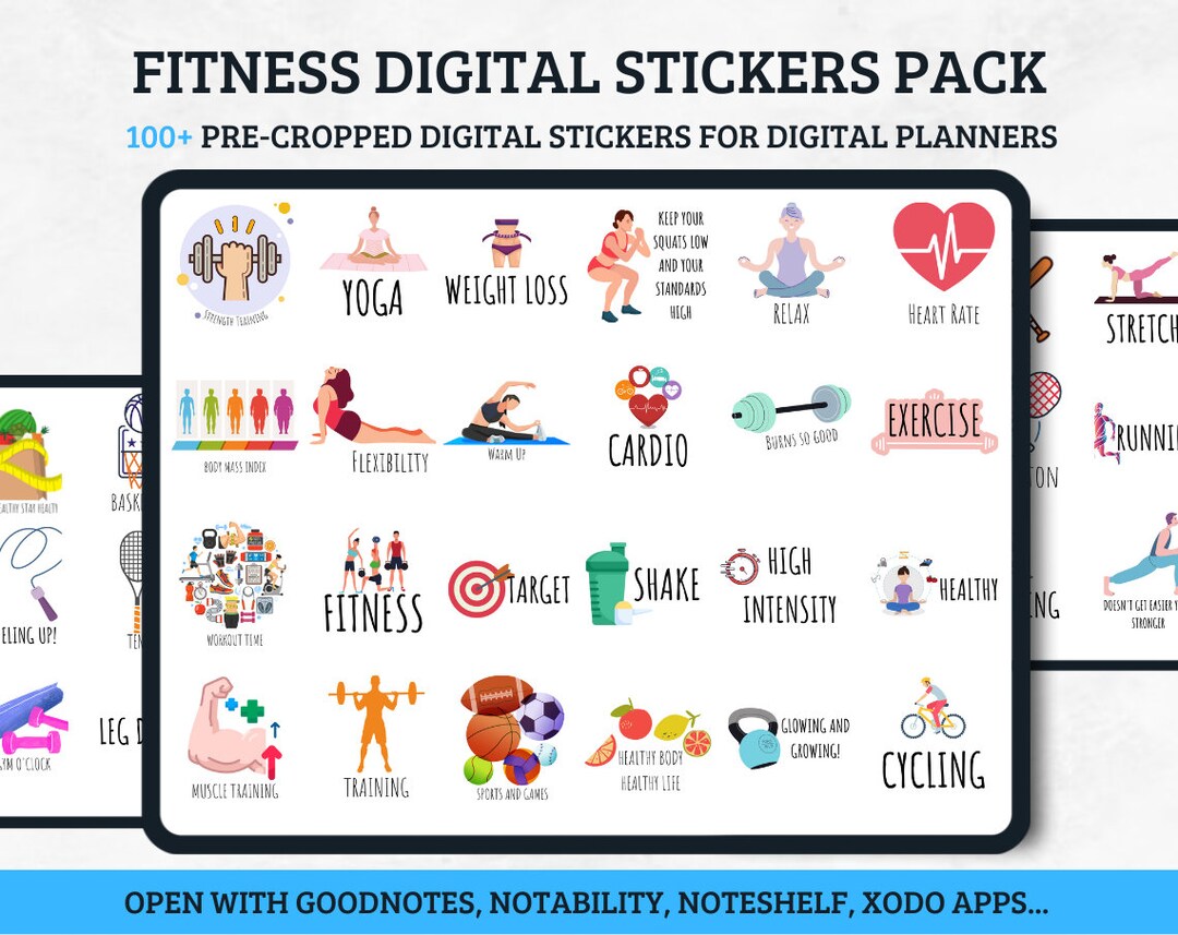 Fitness DIGITAL STICKERS for Goodnotes Notability Noteshelf Healthy ...
