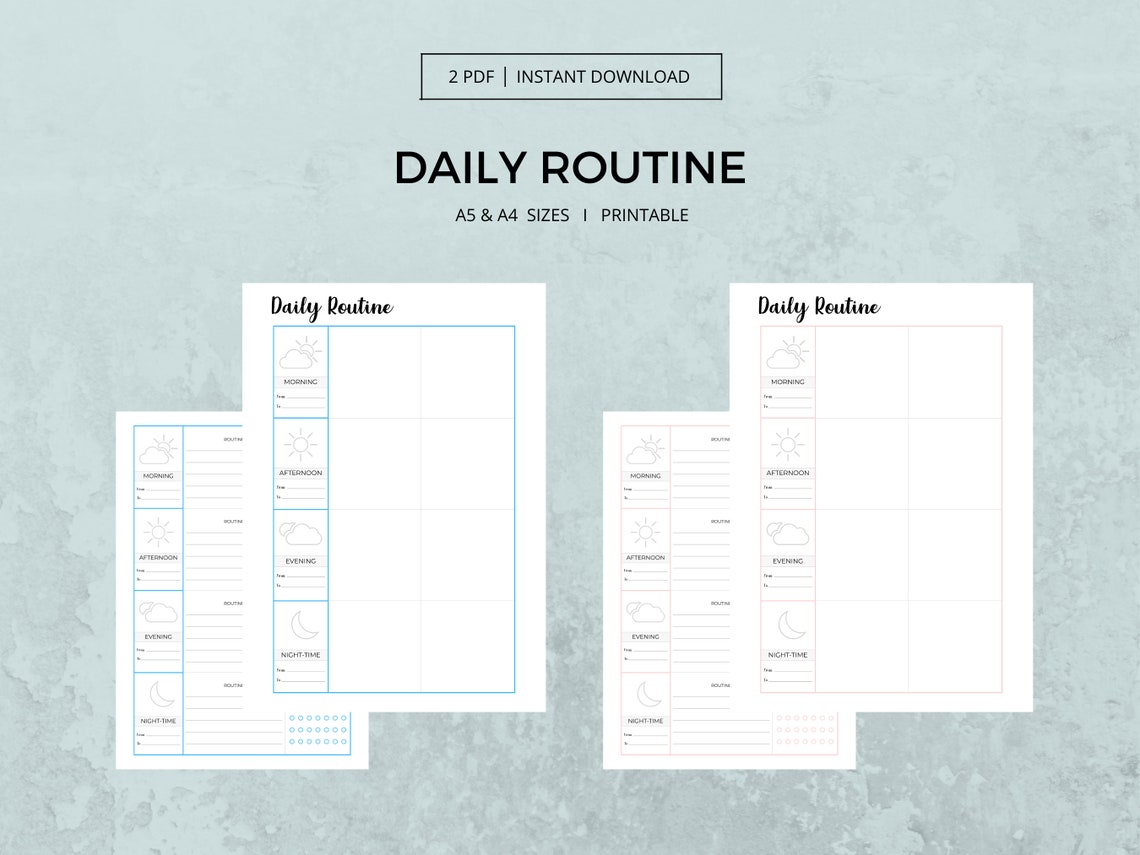 Printable Daily Routine Planner Routine Checklist Productive Daily ...