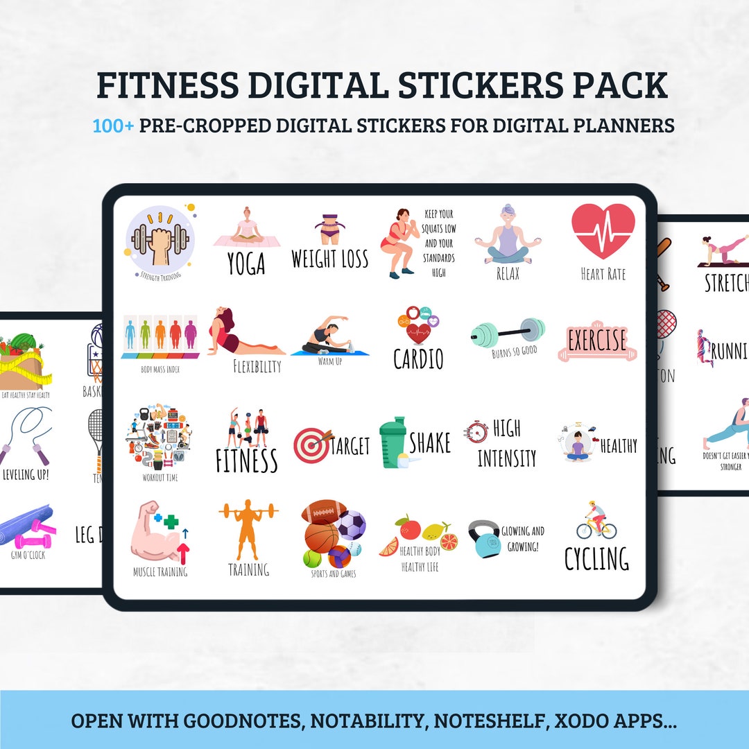Fitness DIGITAL STICKERS for Goodnotes Notability Noteshelf Healthy ...