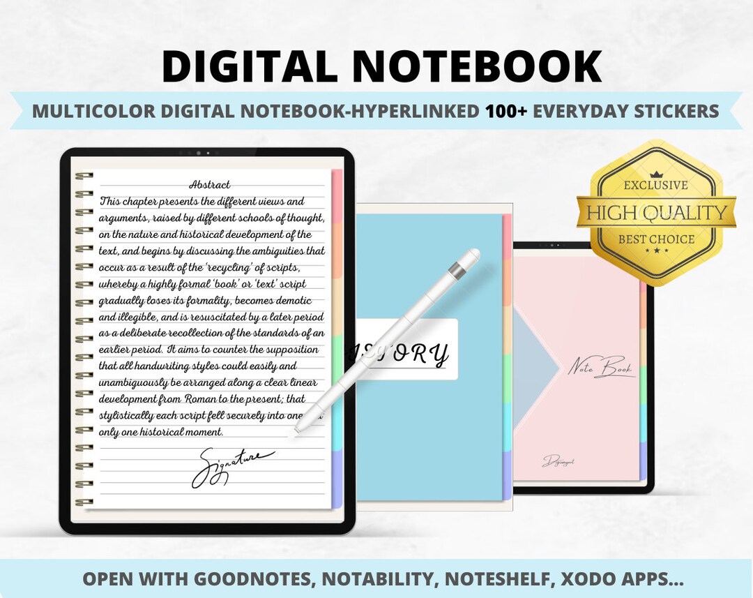 DIGITAL NOTEBOOK With Stickers for Goodnotes Notability iPad Lined ...