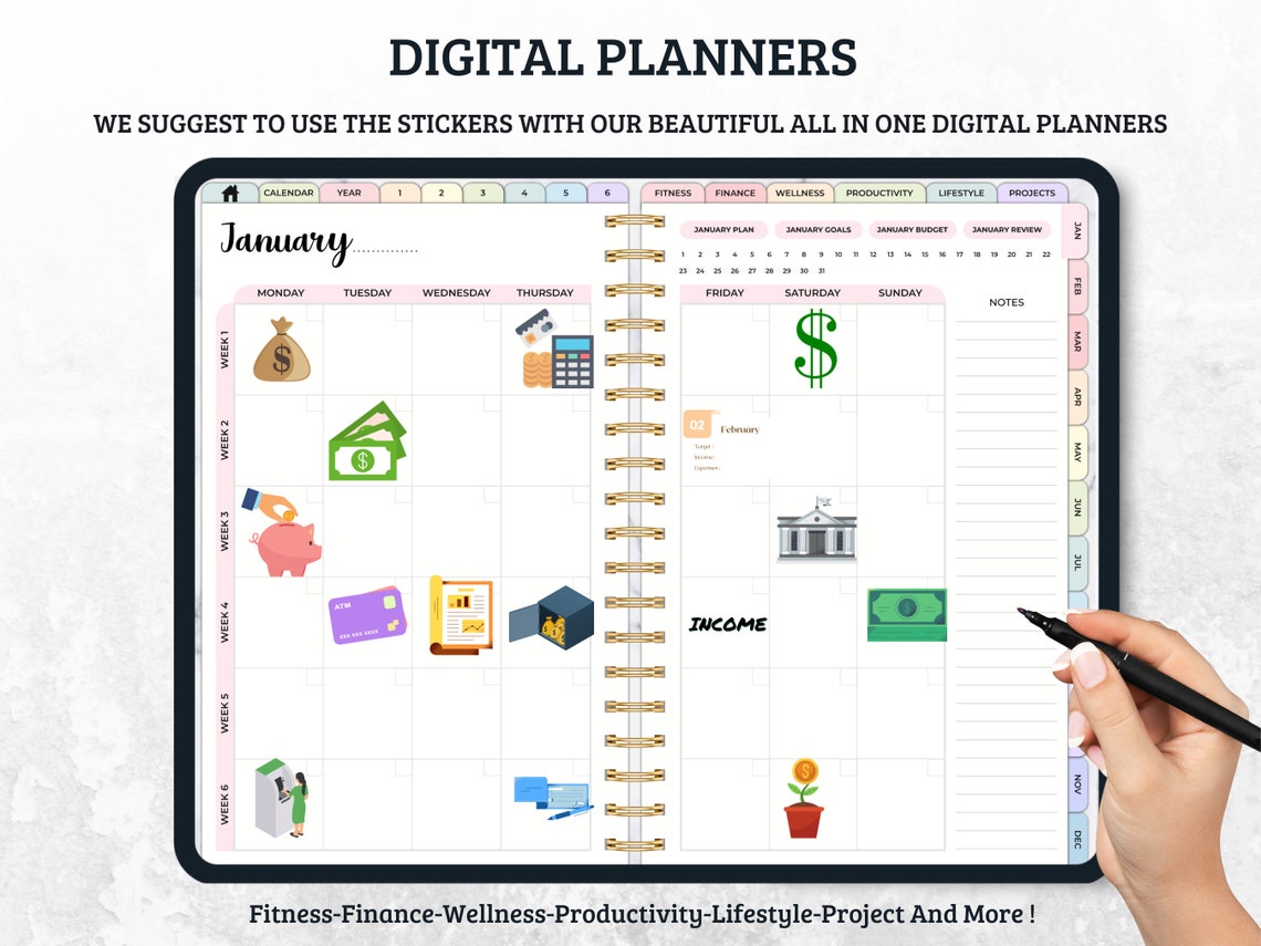 Finance DIGITAL STICKERS for Goodnotes Notability Noteshelf Budget ...