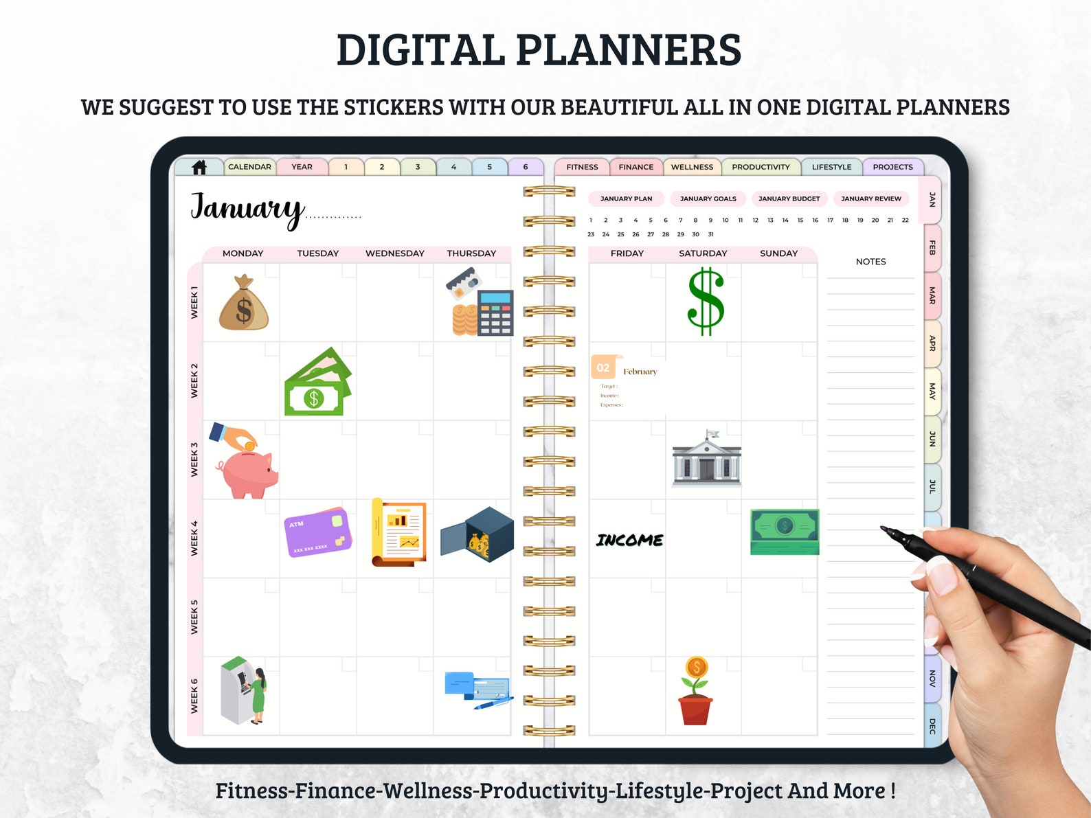 Finance DIGITAL STICKERS for Goodnotes Notability Noteshelf Budget ...