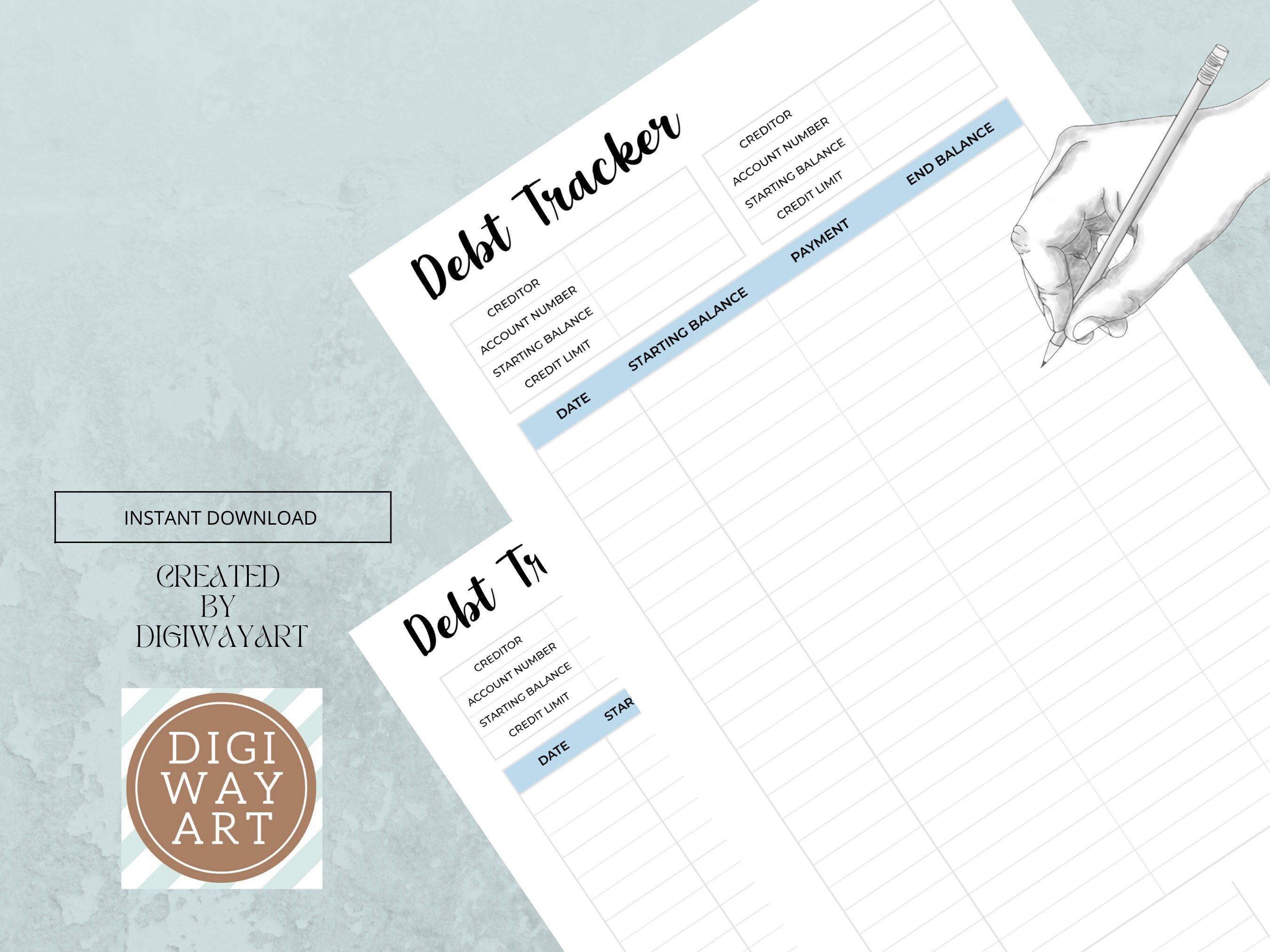 Printable Debt Tracker Finance Planner, Debt Payoff Log Instant ...