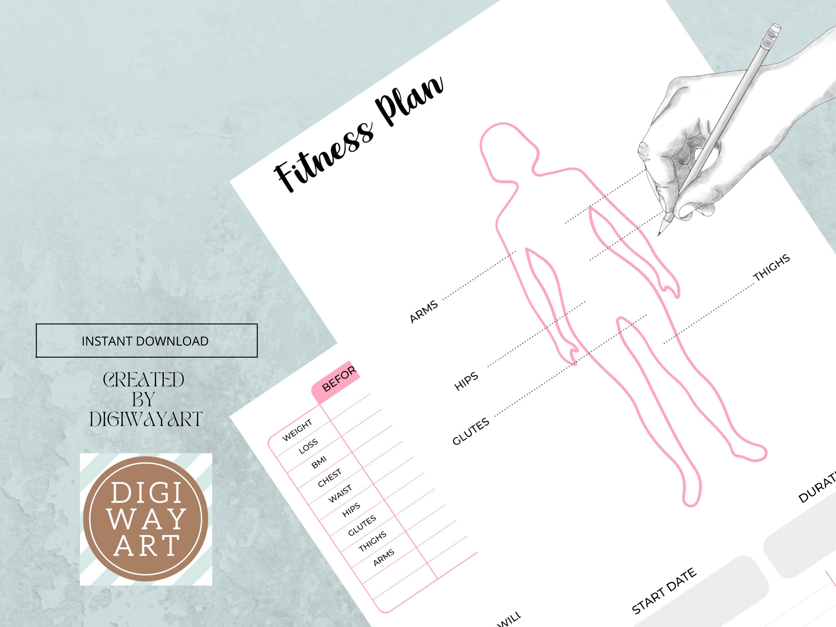 Healthy Life Bundle PRINTABLE DIGITAL Food Journal Fitness Plan ...