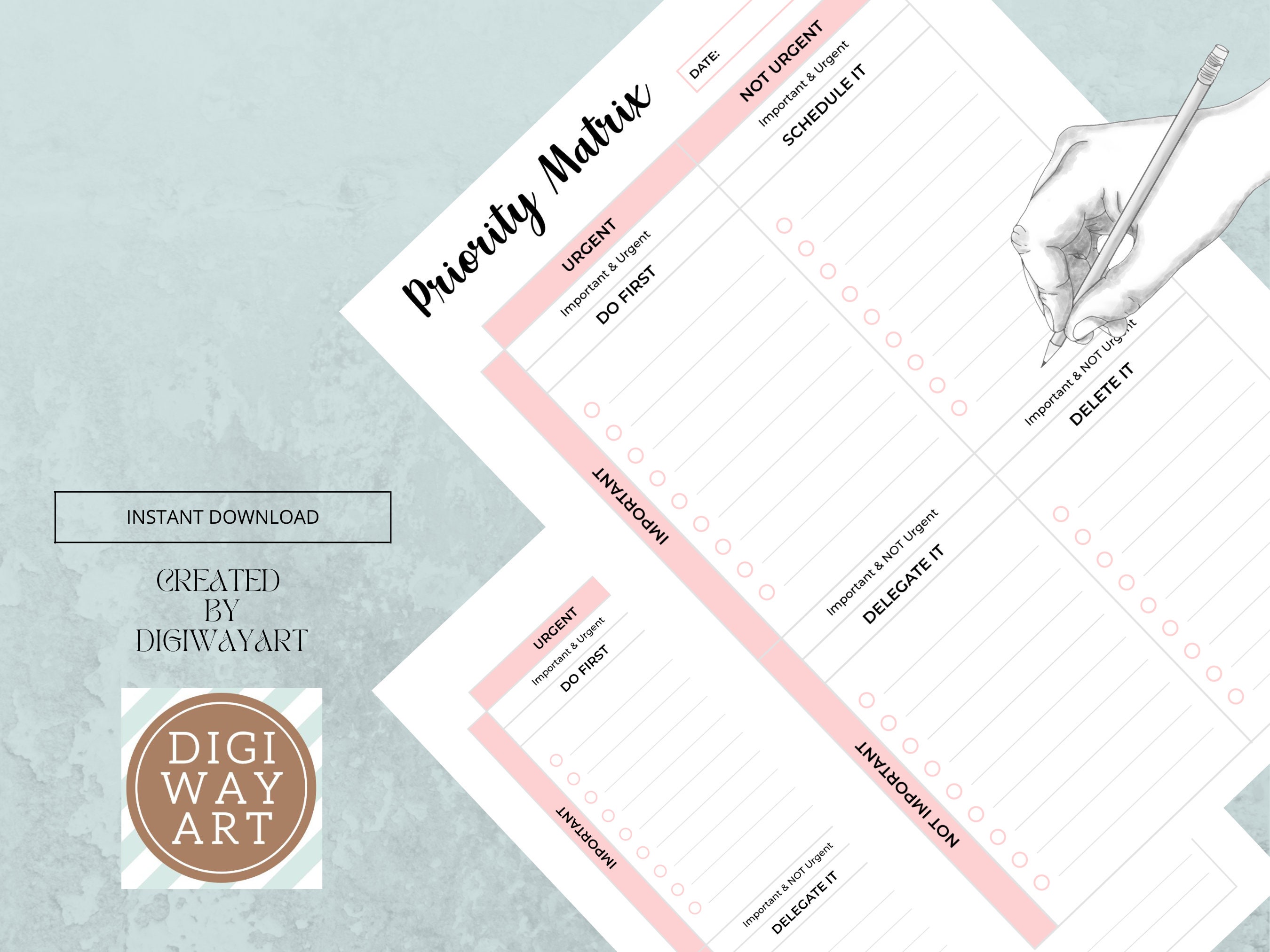 Printable Priority Matrix Decision Matrix Task Organization and Time ...