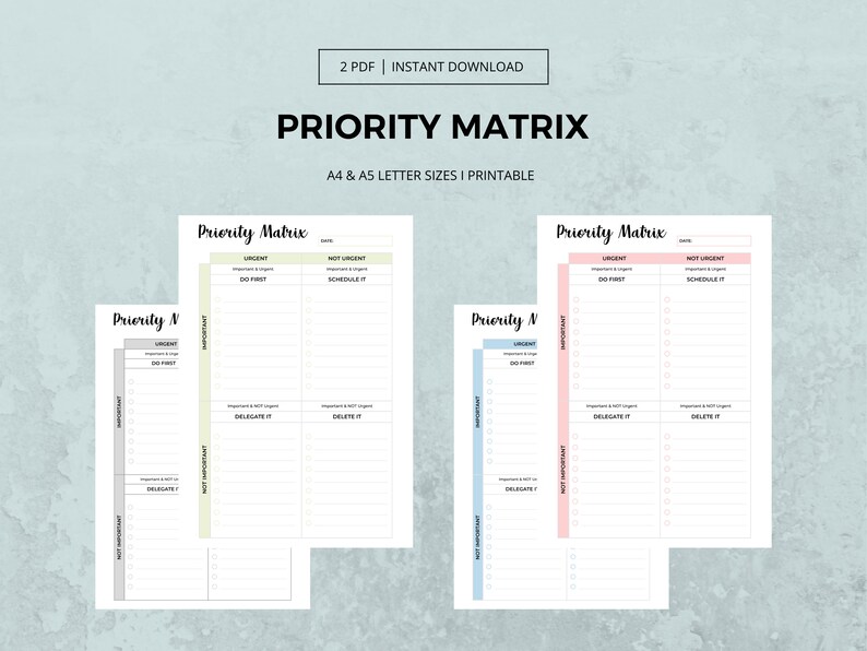 Printable Priority Matrix Decision Matrix Task Organization and Time ...