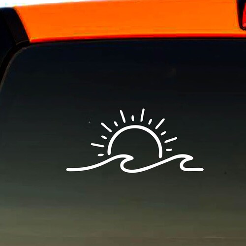Sun and Wave Beach Decal Bumper Sticker Window Decal - Etsy
