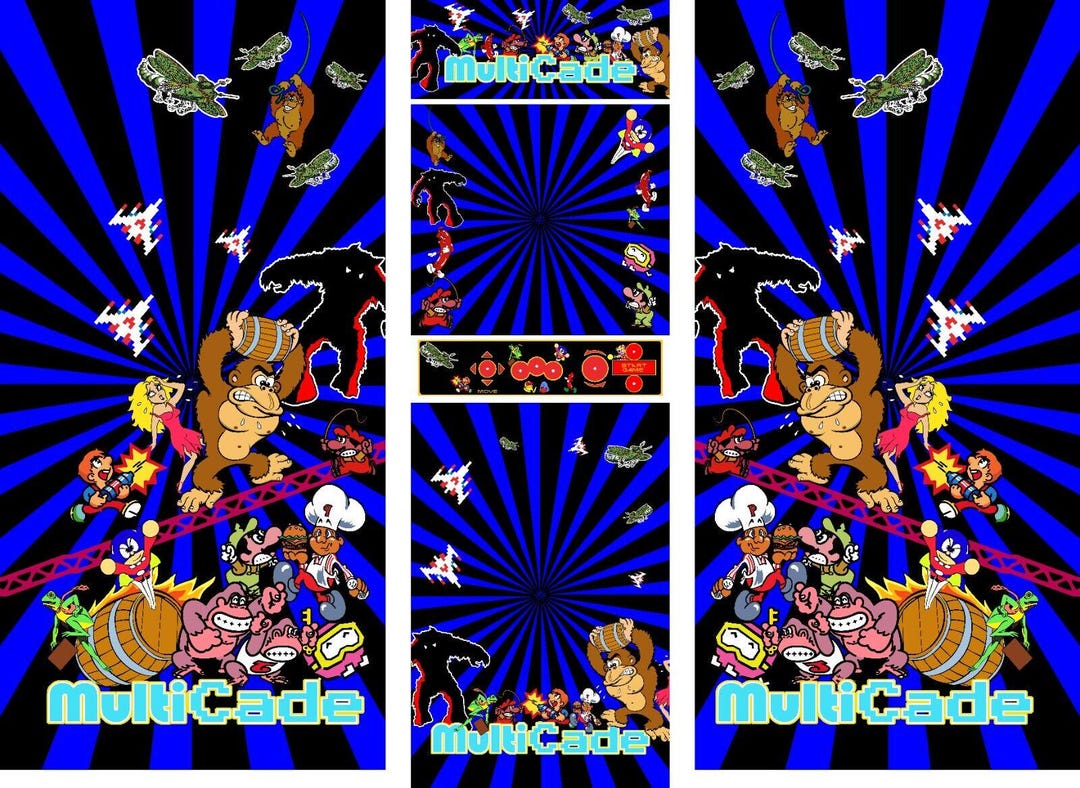 Multicade Arcade Side Art Kickplate Marquee CPO Bezel 6 Pc Set Blue ...