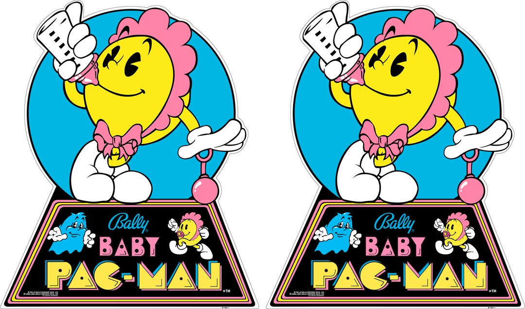 Baby Pac Man Arcade Cabinet Graphics - Arcade Side Art - Restoration ...