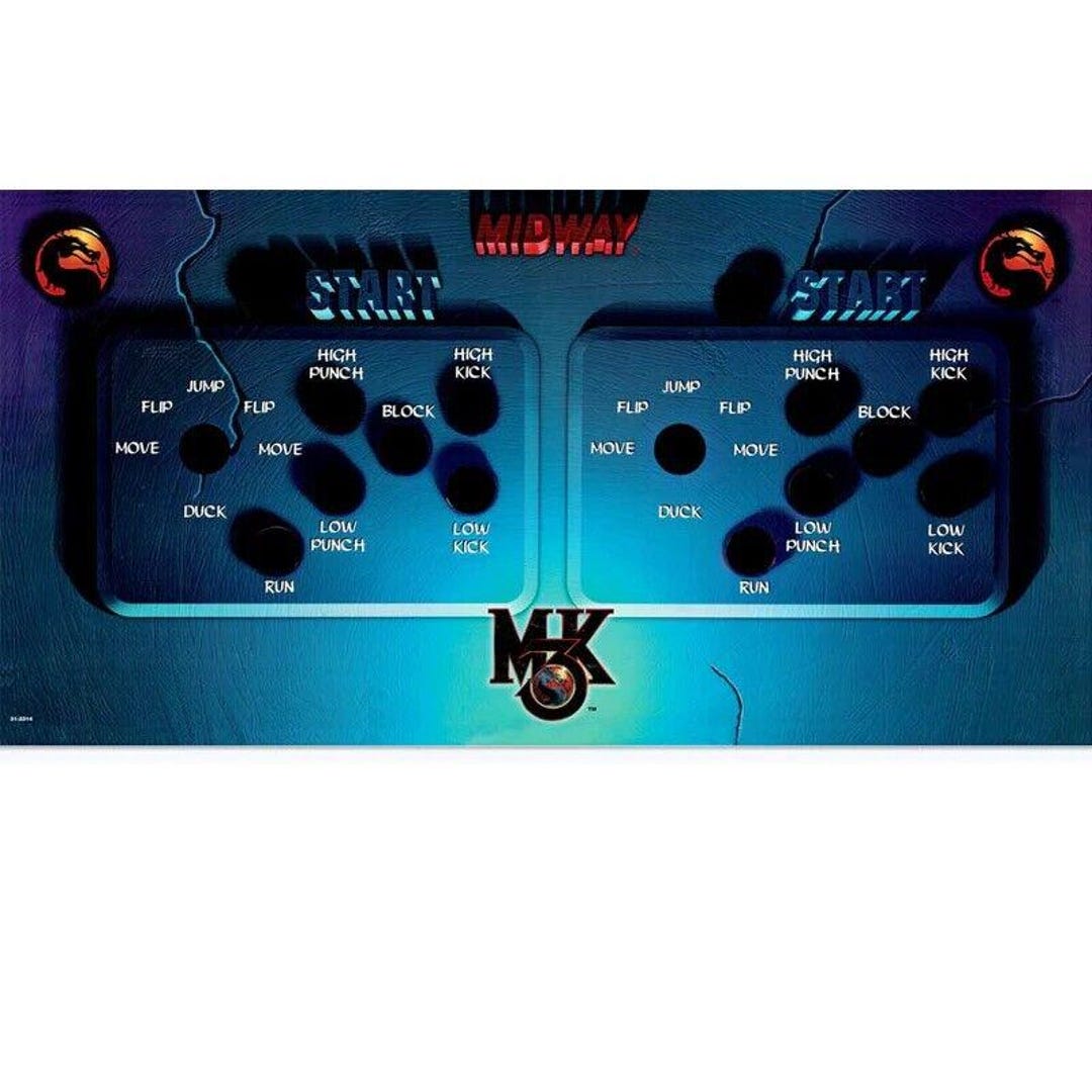 Mortal Kombat 3 CPO Arcade MK3 Control Panel Overlay Textured Laminate ...