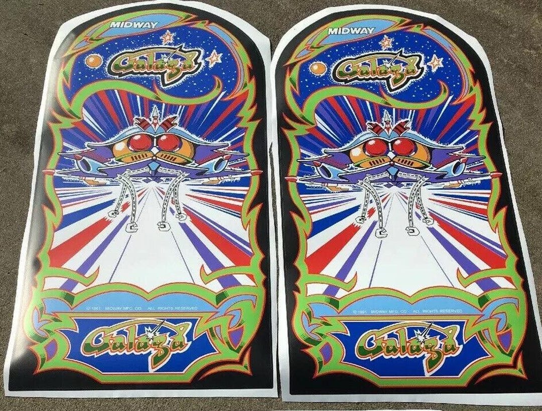 Galaga Arcade Game Side Art 2pc Set Laminated Highest Quality 3 Mil OEM ...
