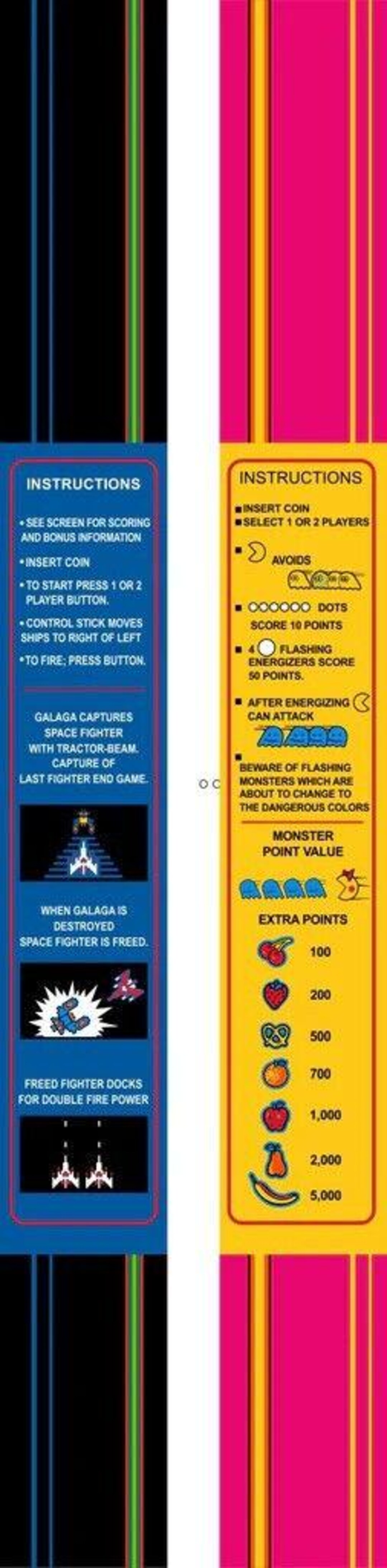Ms Pac Man Galaga 20th Reunion Arcade Monitor Bezel Artwork Sticker ...
