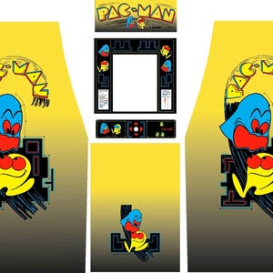 Pac-man Black Arcade Side Art Kickplate Marquee CPO Bezel 6pc Set High ...