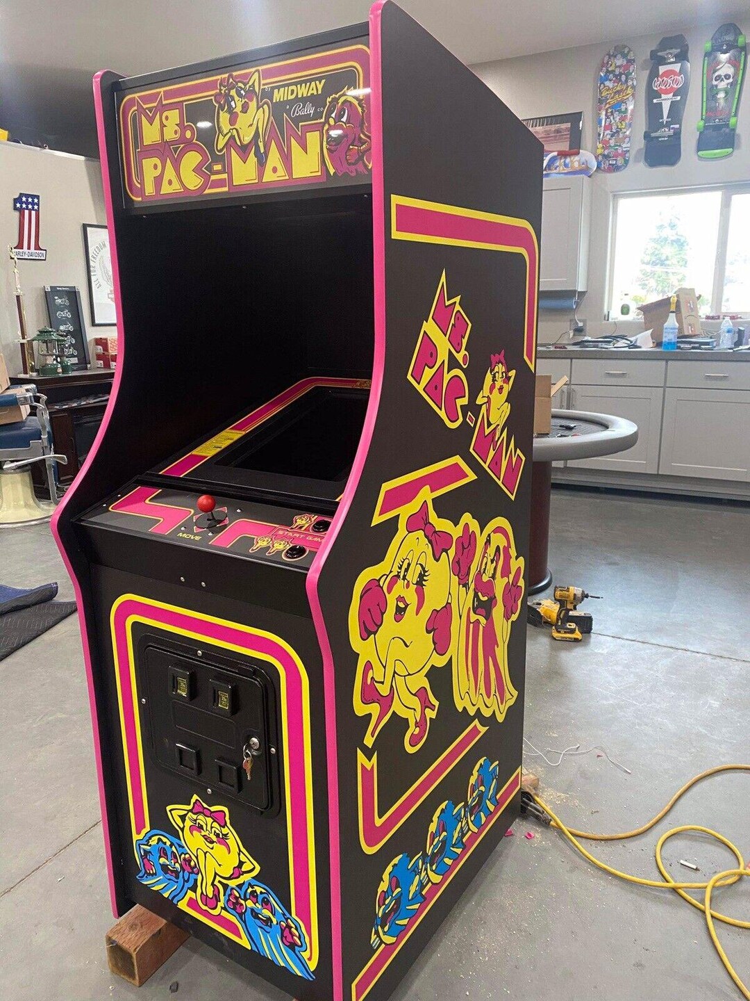 Ms PAC MAN Artwork Kit Side Art and Kick Plate Black 3 Piece Set ...