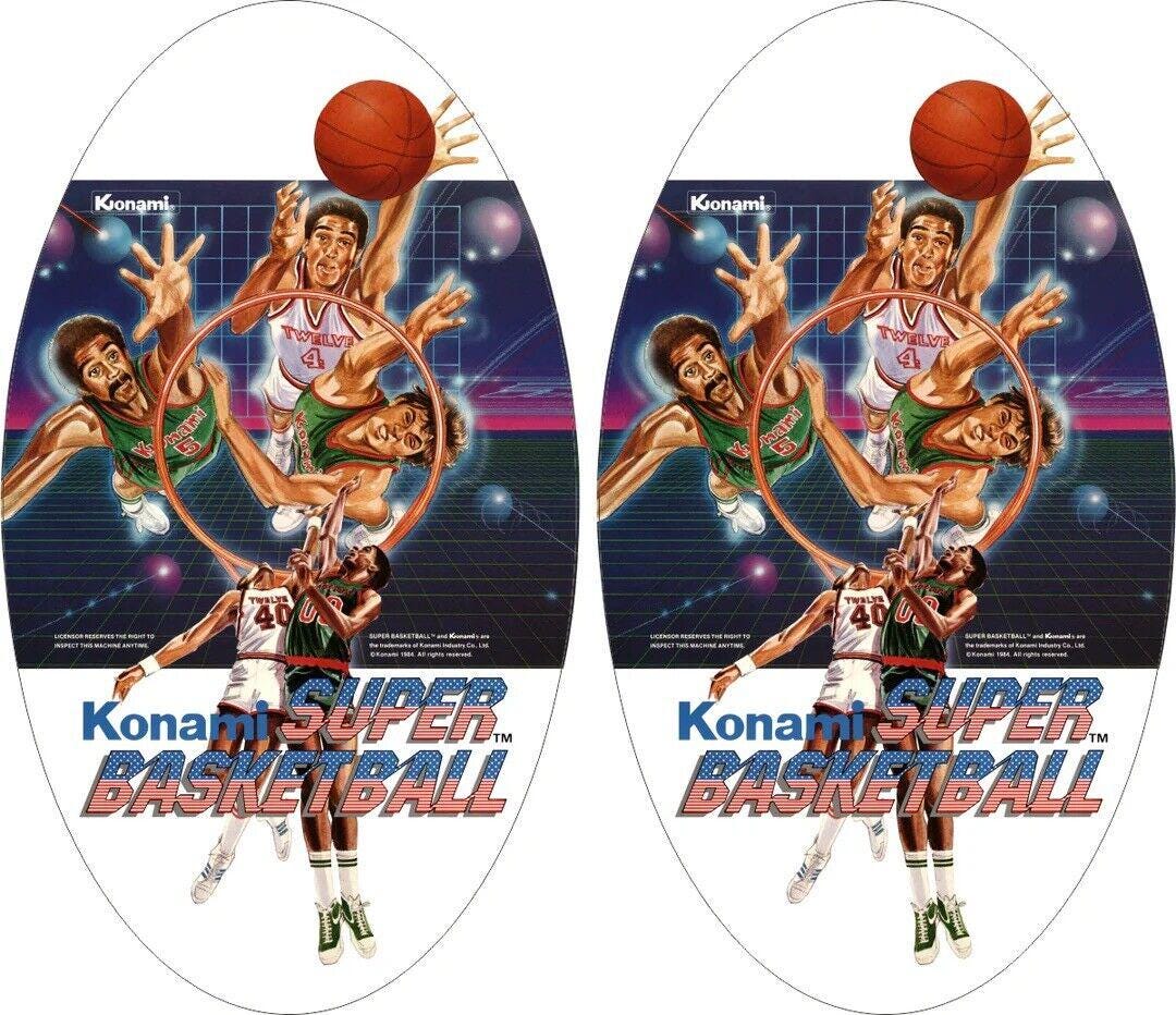 Konami Super Basketball Arcade Side Art 2 Piece Set Laminated High ...