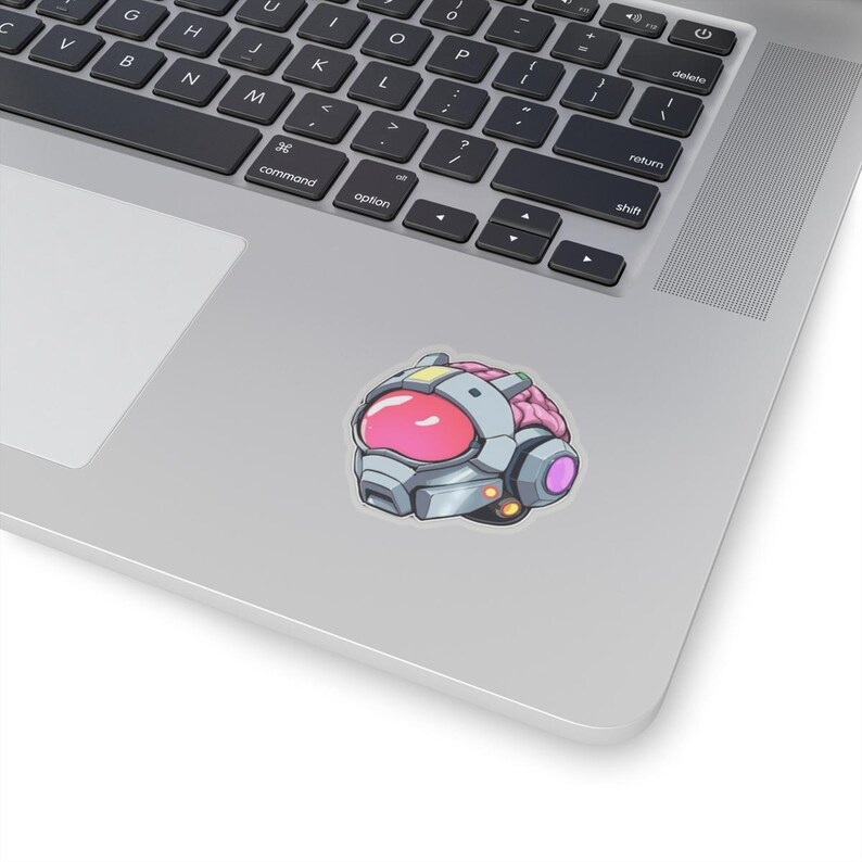 Cyborg Head Sticker, Sci-fi Sticker, Futuristic Sticker, Silver Pink ...