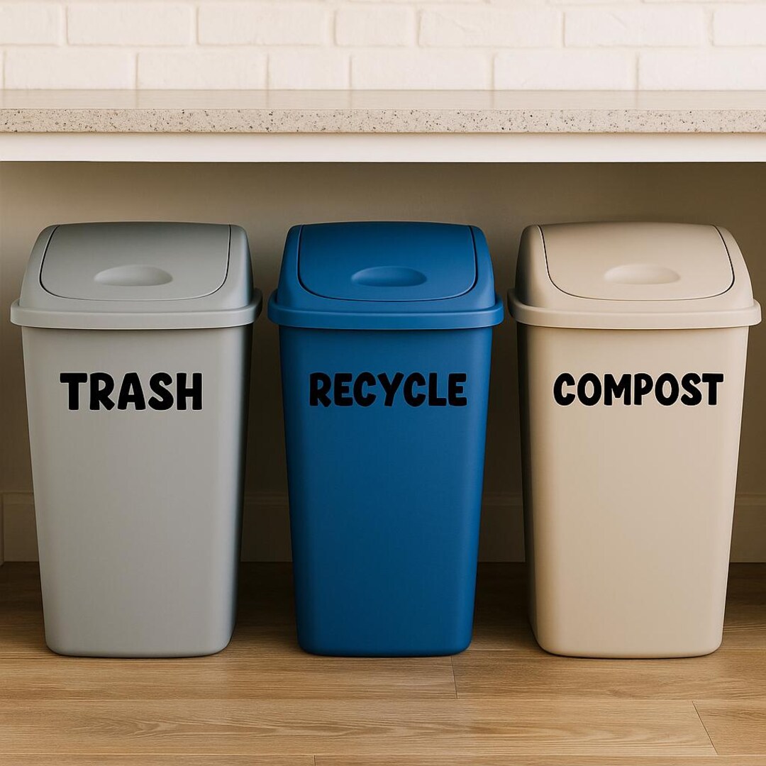 Trash, Recycle, Compost Bundel DECALS- Kitchen Sanity Labels ...