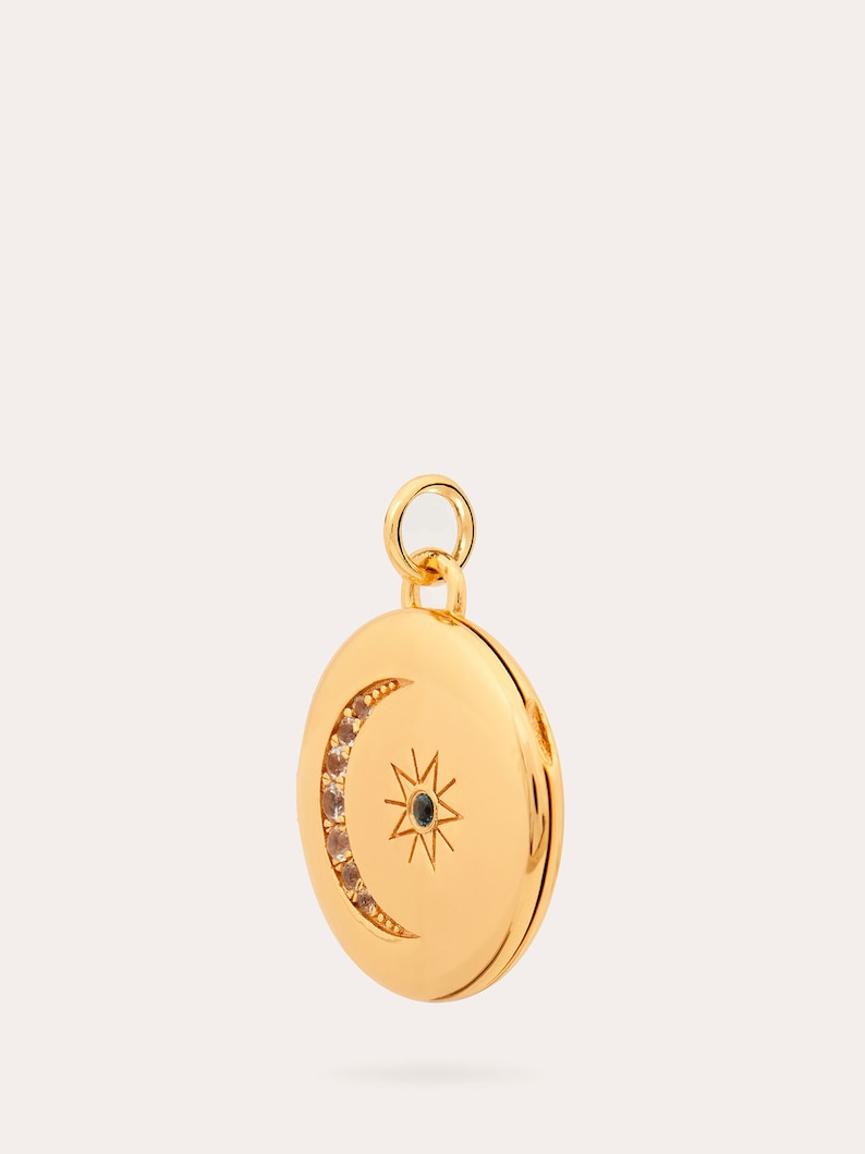 Moon and Star Locket - Love Pendant - Recycled Sterling Silver With ...