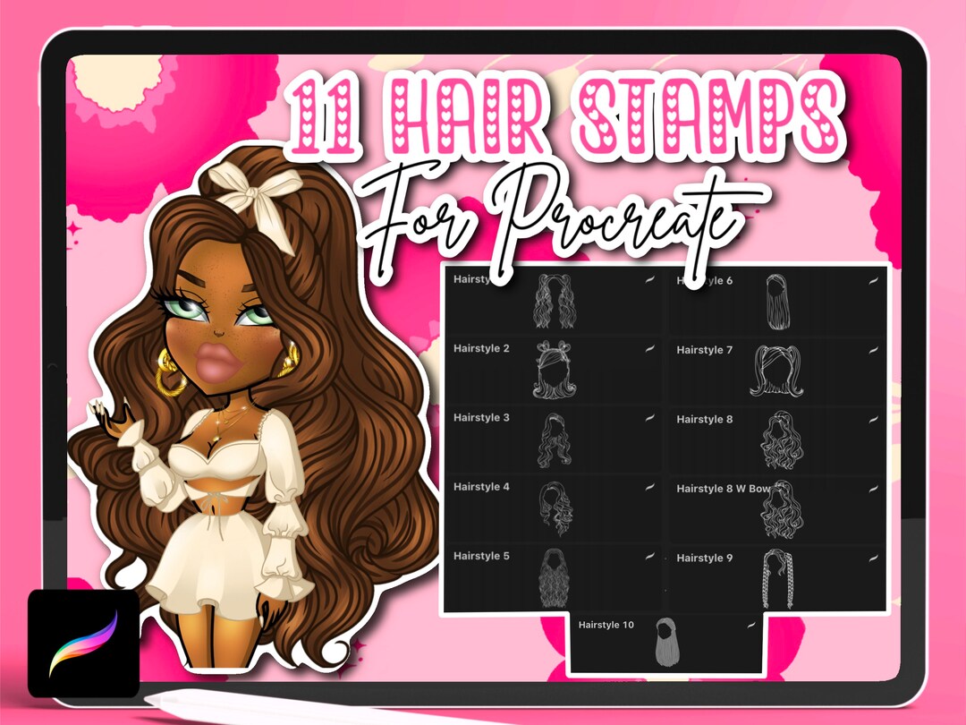 Procreate Hair Brushes | Procreate Hair Stamps | Procreate Hairstyle ...