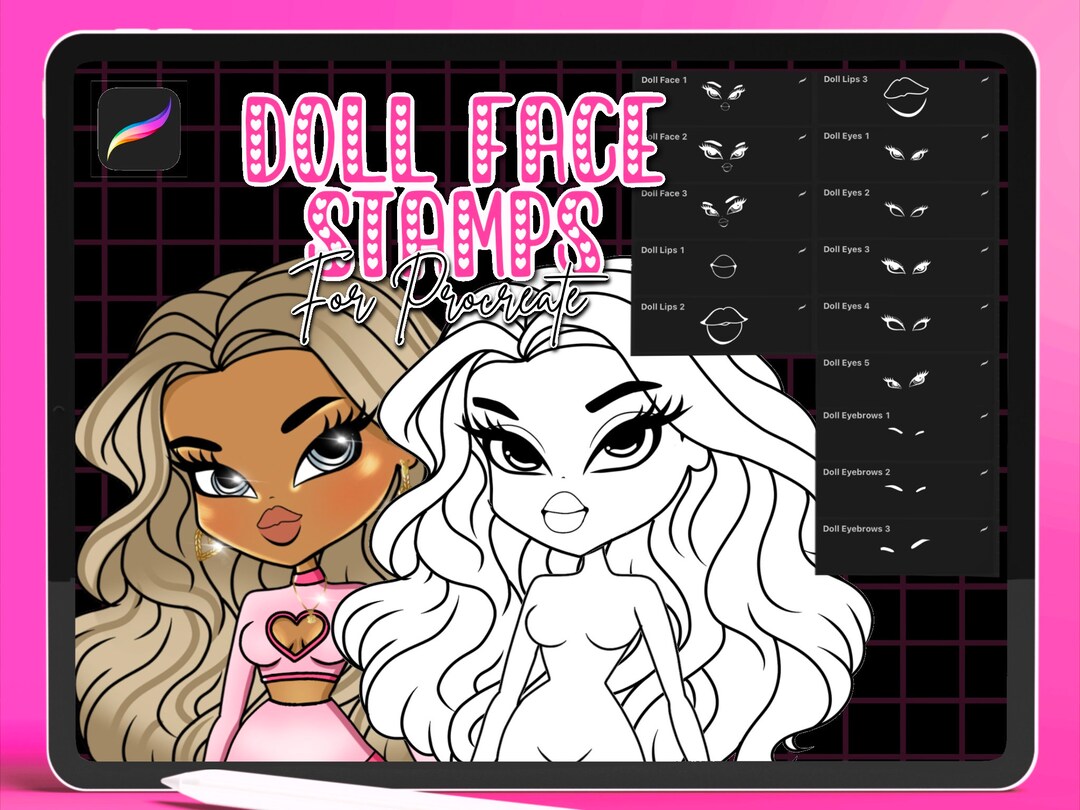 Doll Procreate Brushes, Doll Procreate Stamps, Y2K Procreate, Procreate ...