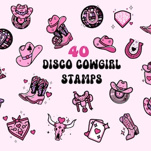 Cowgirl Brushes, Disco Cowgirl Procreate Stamps, Procreate Stamps ...