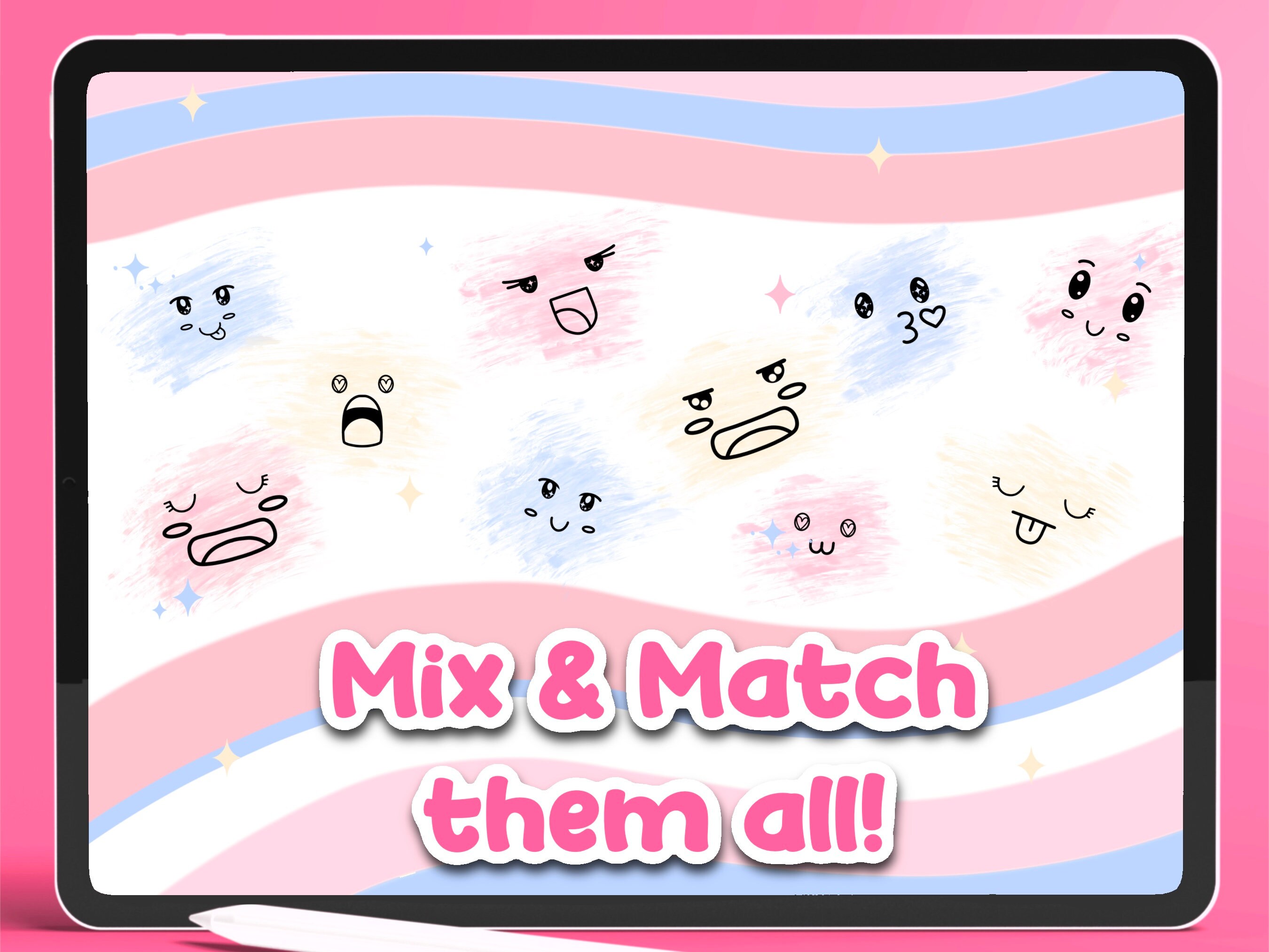 Procreate Kawaii Stamps Kawaii Procreate Kawaii Faces Procreate Faces ...