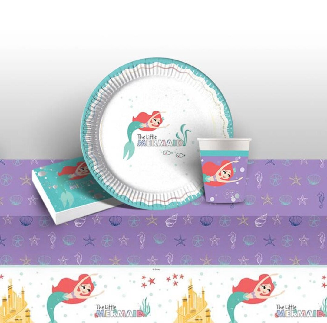 Ariel Under the Sea Mermaid Party Tableware/decorations Plates/cups ...