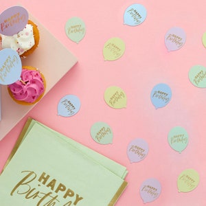 Pastel Coloured 'happy Birthday' Party Tableware Decorations Including ...