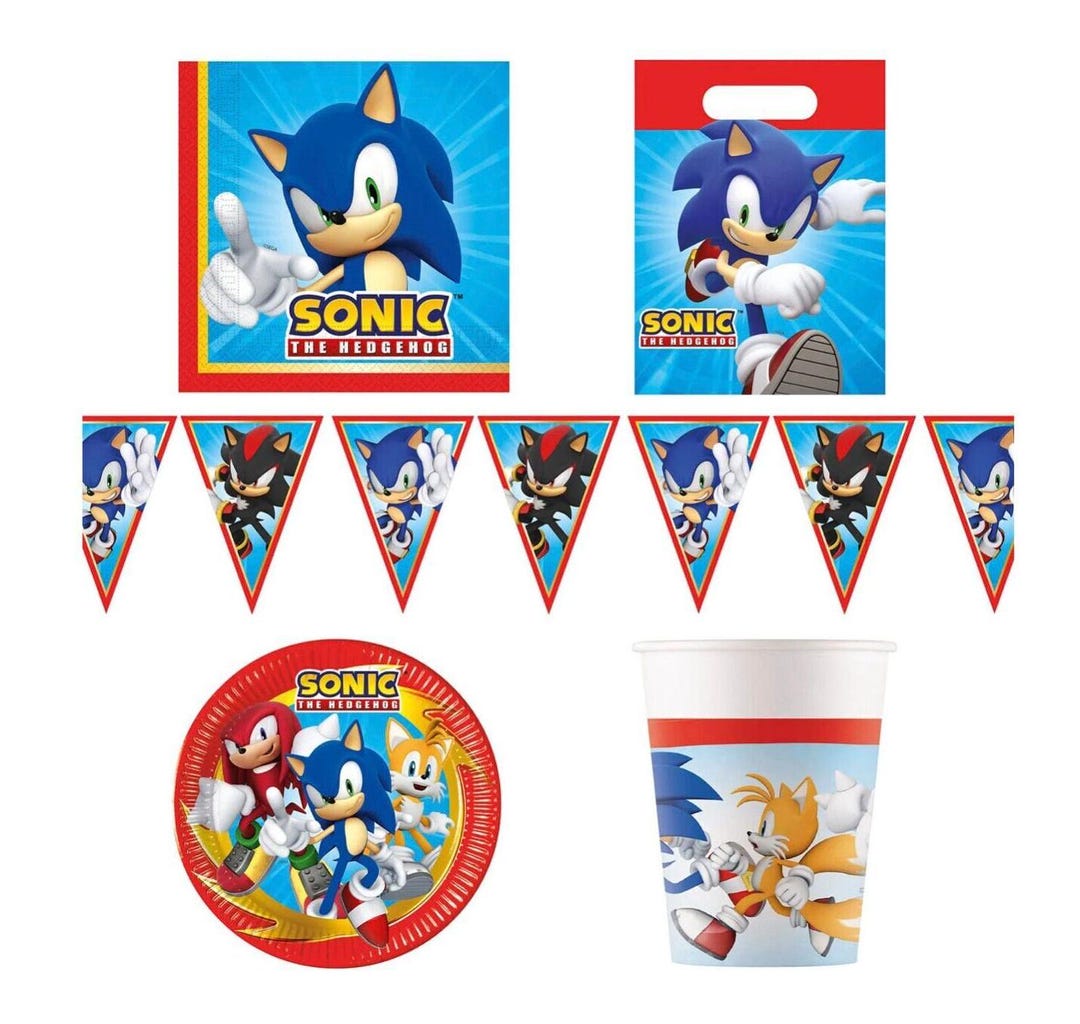 Sonic Party Tableware Decorations Sonic Plates Cups Napkins Tablecover ...