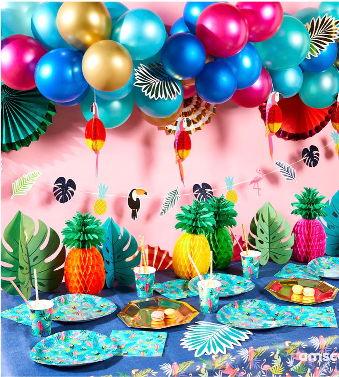 Summer Tropical Party Pack Decorations/tableware Including Plates/cups ...