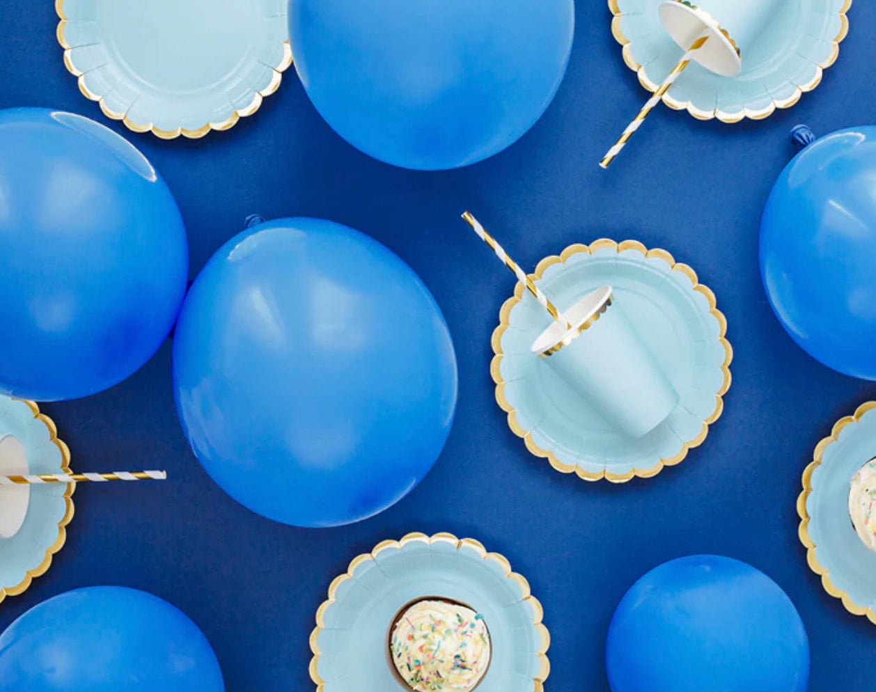 Blue and Gold Pastel Style Party Plates (6 Pack), Pastel Blue Birthday ...