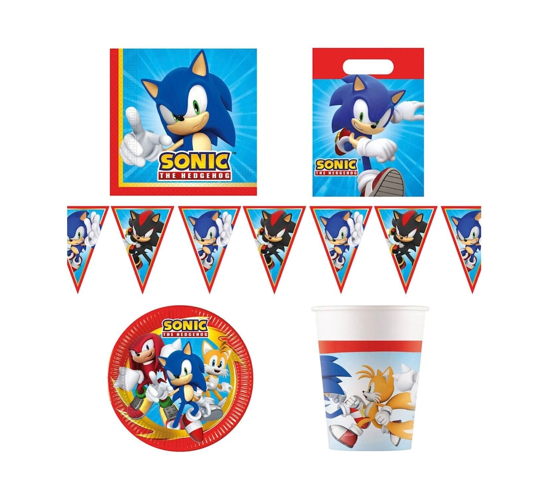 Sonic Party Tableware/decorations Sonic Plates Cups Napkins Tablecover ...