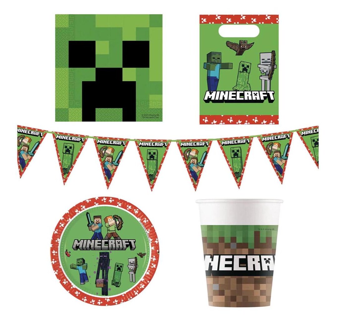 Minecraft Party Tableware Decorations Minecraft Plates Cups Napkins ...