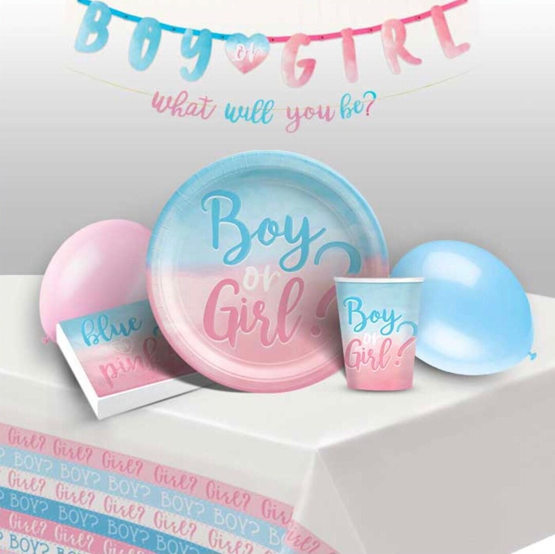 Gender Reveal Party Pack Decorations/tableware Including Plates/cups ...