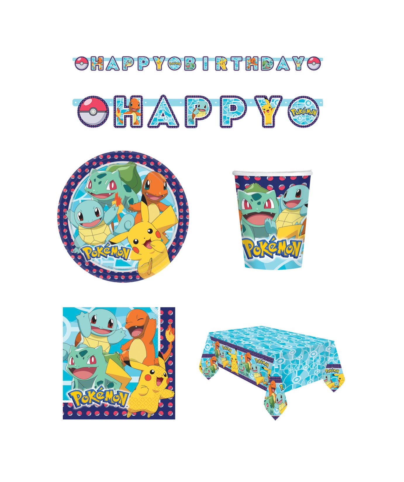 Pokemon Party Pack Decorations/tableware Including Pokemon Plates ...