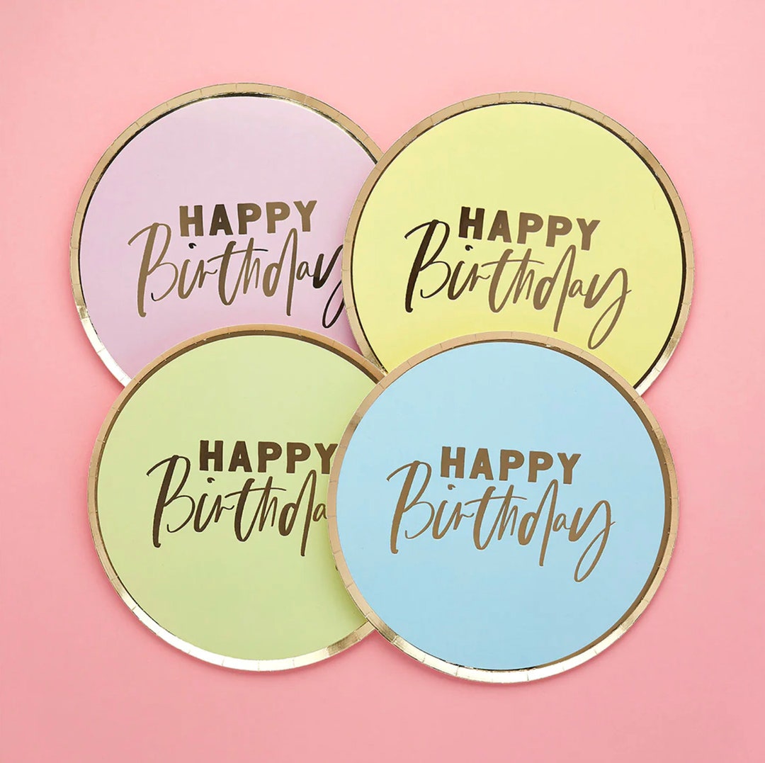 Pastel Coloured 'happy Birthday' Party Tableware Decorations Including ...