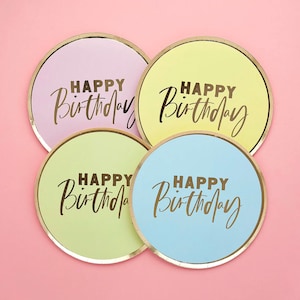 Pastel Coloured 'happy Birthday' Party Tableware Decorations Including ...