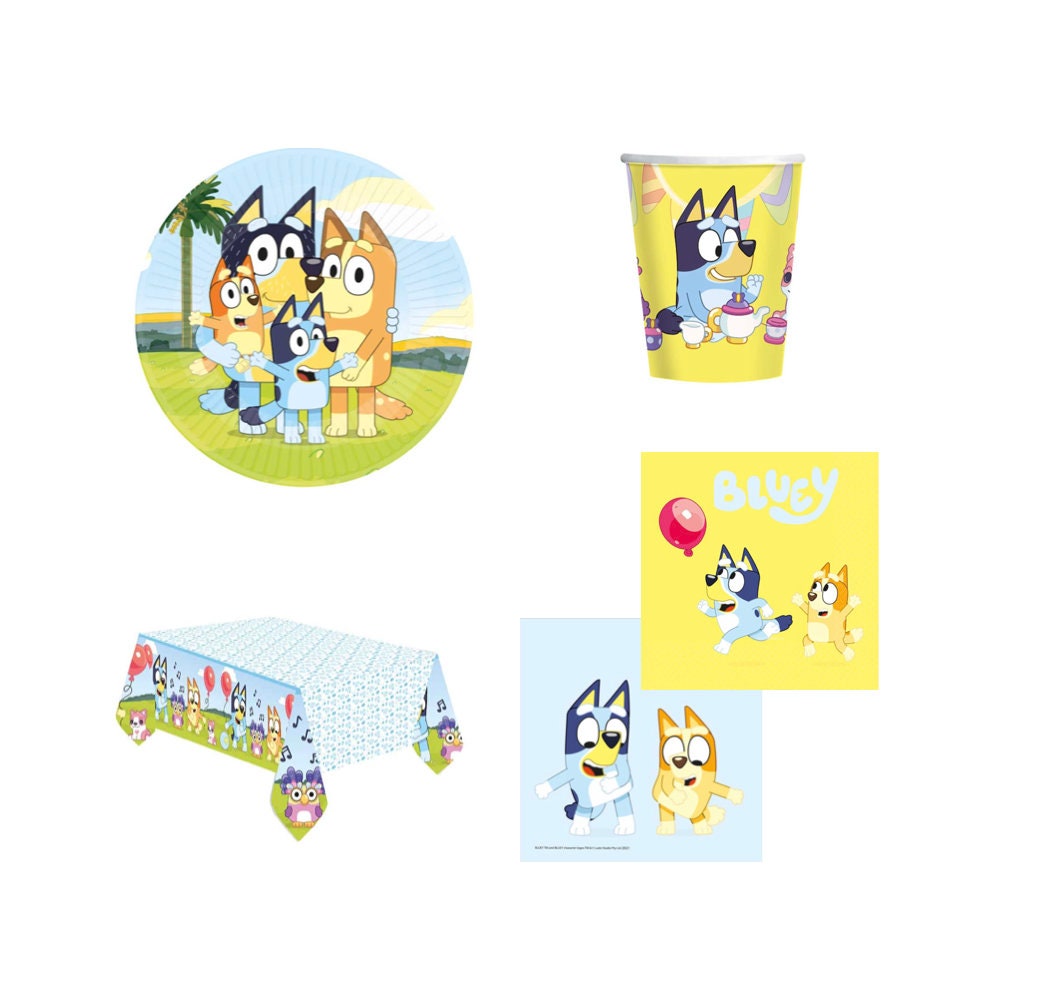 Bluey Party Tableware Decorations Plates/cups/napkins/tablecloth, Bluey ...
