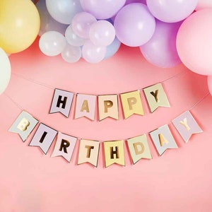 Pastel Coloured 'happy Birthday' Party Tableware Decorations Including ...