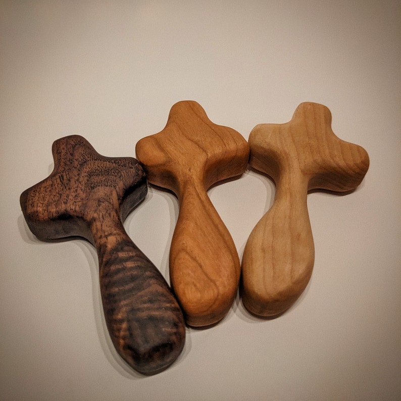 Handheld Comfort Cross, Walnut, Cherry or Maple - Etsy
