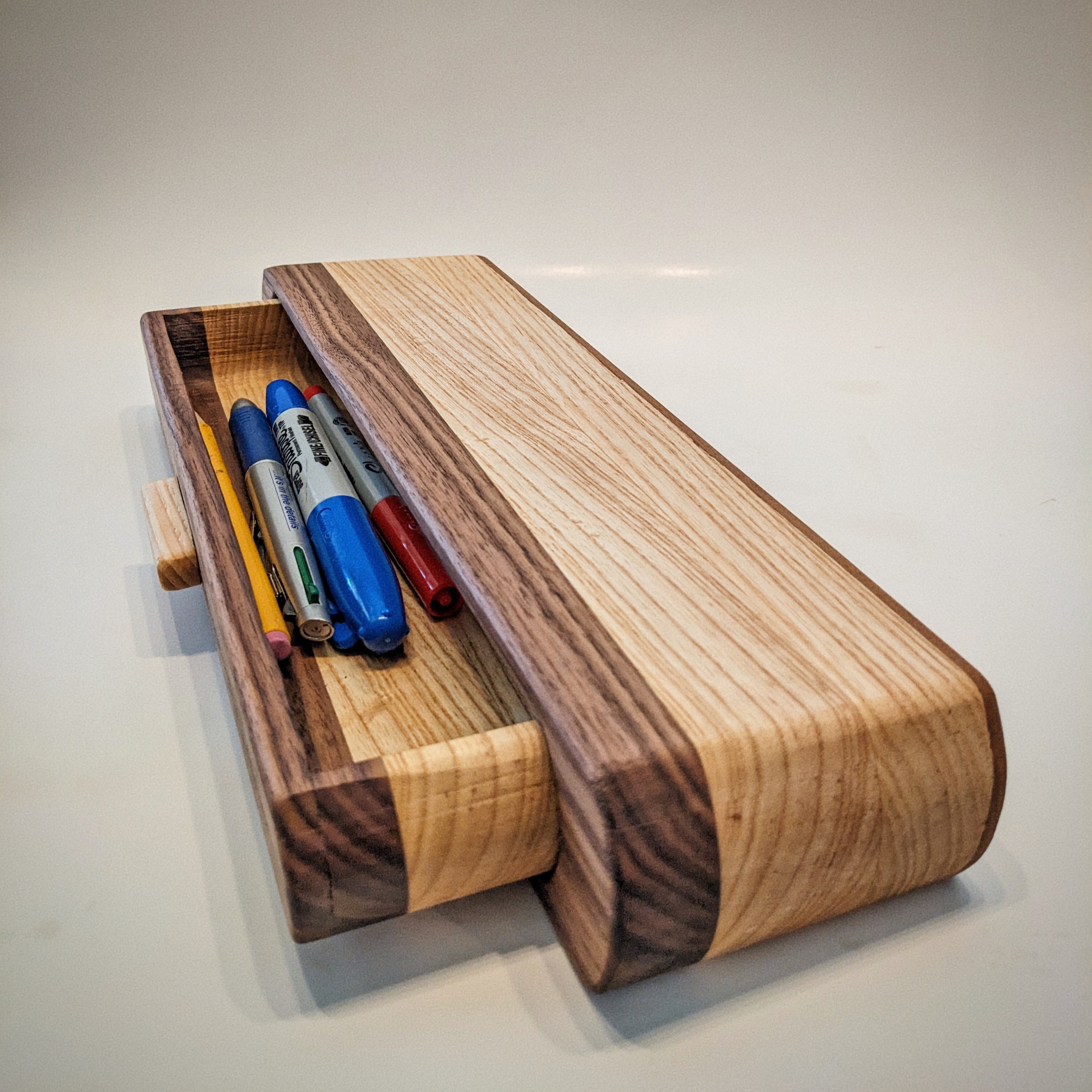 Walnut and Ash Modern Pencil Box - Etsy