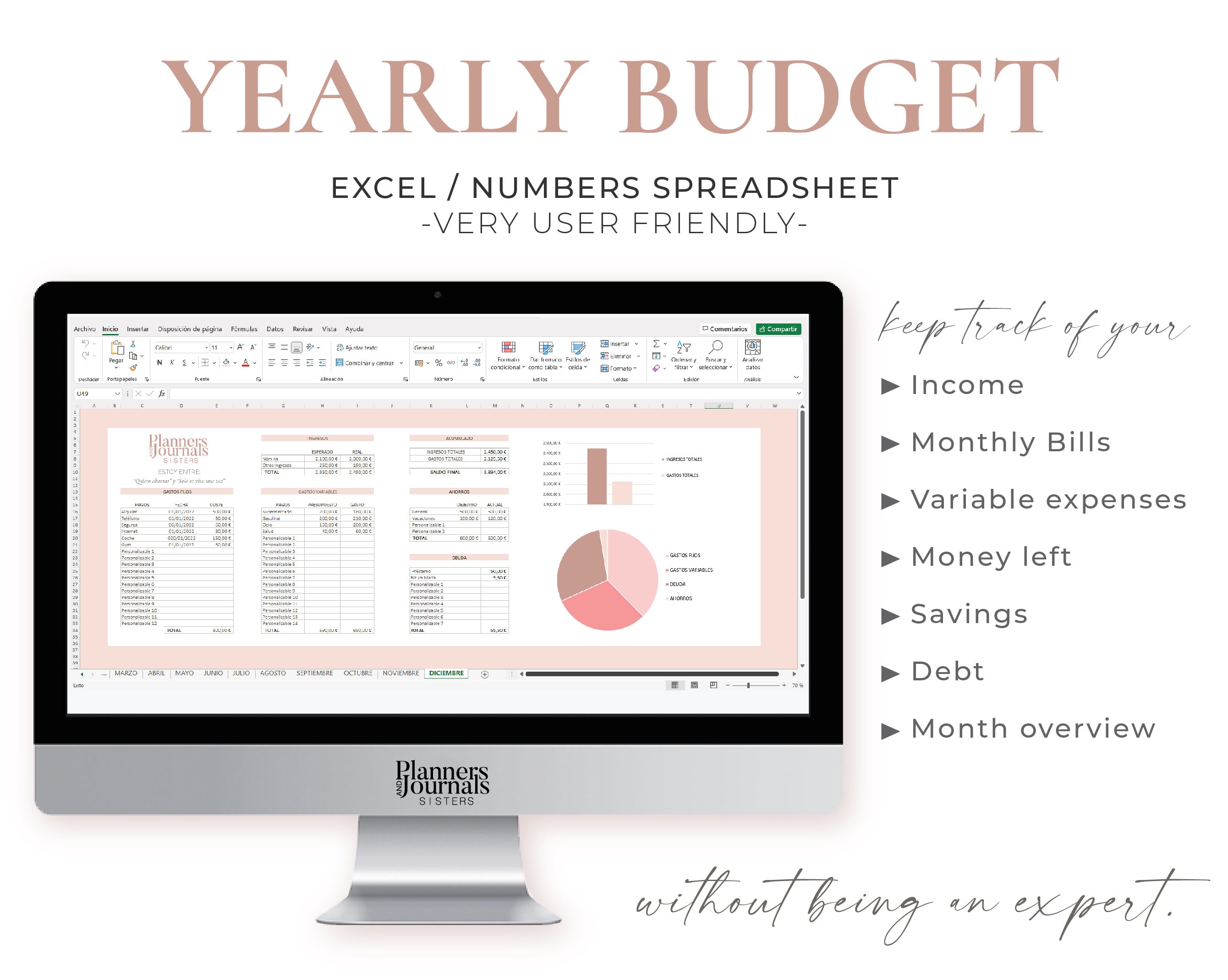 Annual Budget Spreadsheet | Yearly Finance Tracker | EXCEL Sheet and ...