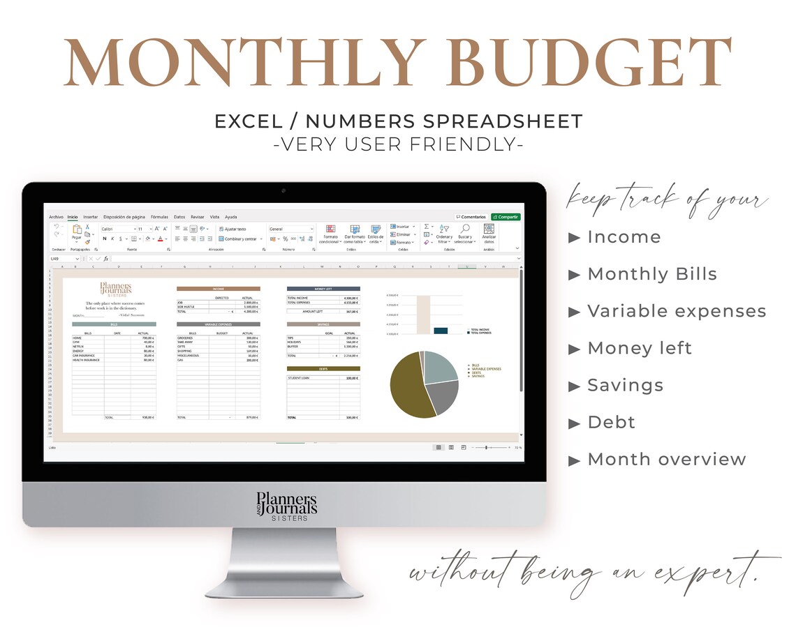 Monthly Budget Spreadsheet | Monthly Finance Tracker | Excel Sheet ...