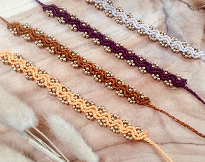 Bracelet wavy, Macramé, Bobo, Boho, Hippie - Etsy