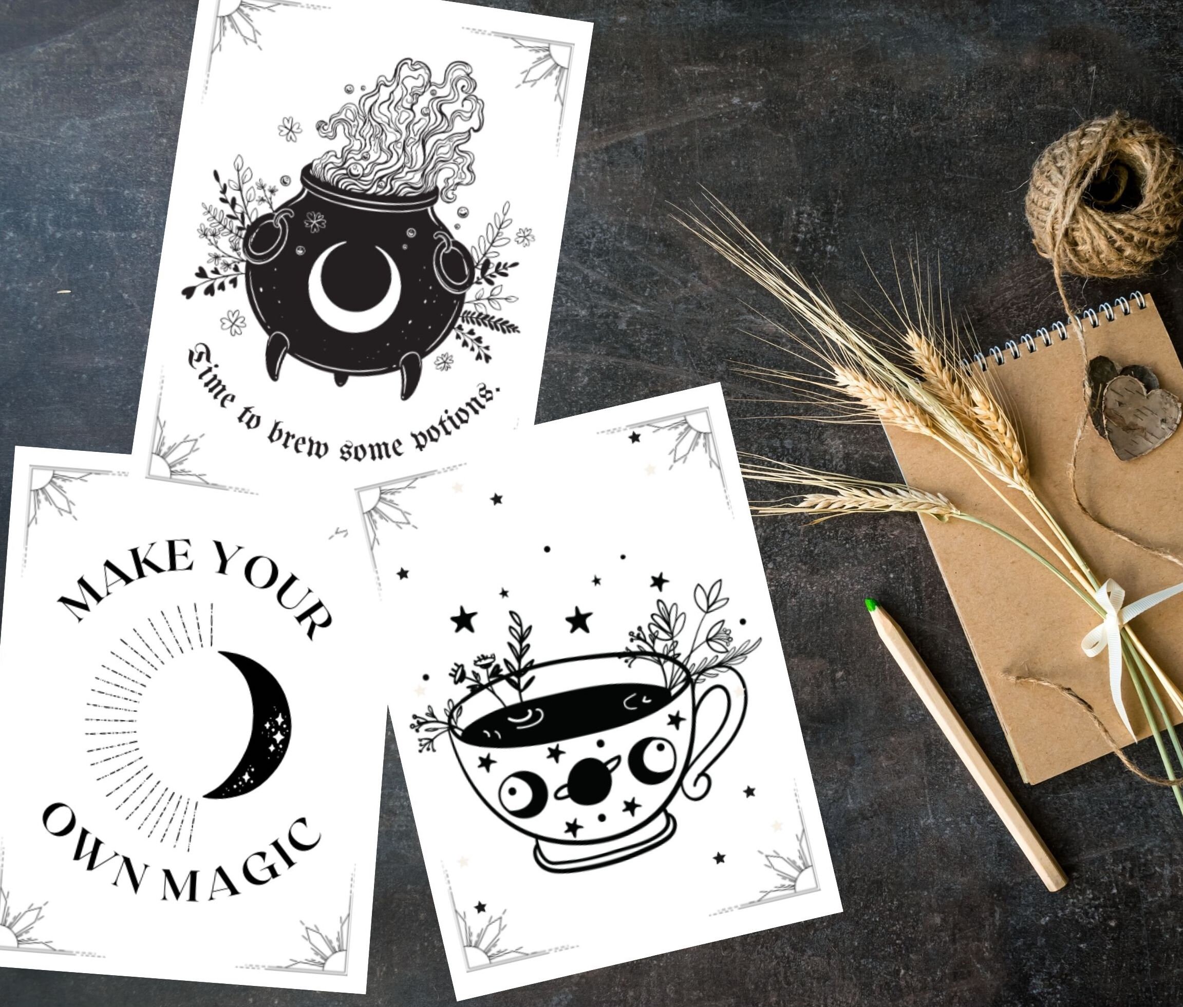 25 Magical Witchy Coloring Pages Printable PDF Digital Download - Etsy