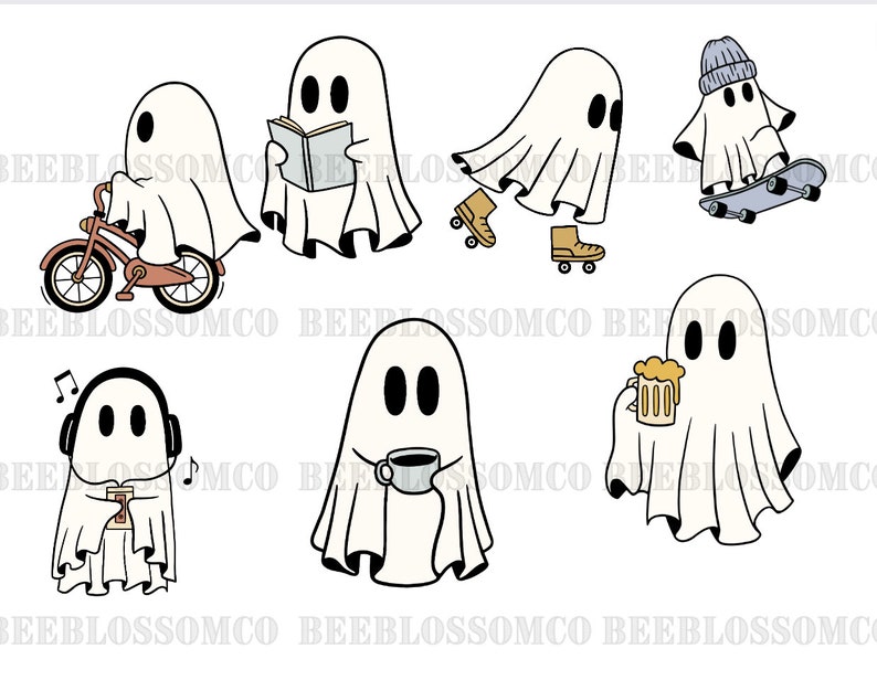 Cute Ghost Halloween Bundle SVG/PNG - Etsy