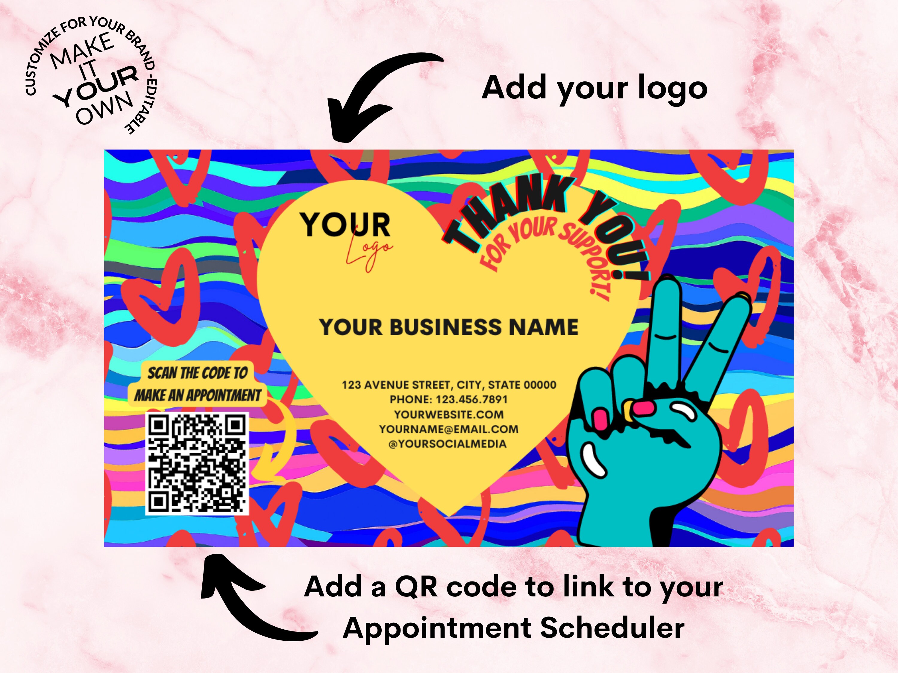 DIY Funky Bold Loyalty Card Printable Editable Template for - Etsy