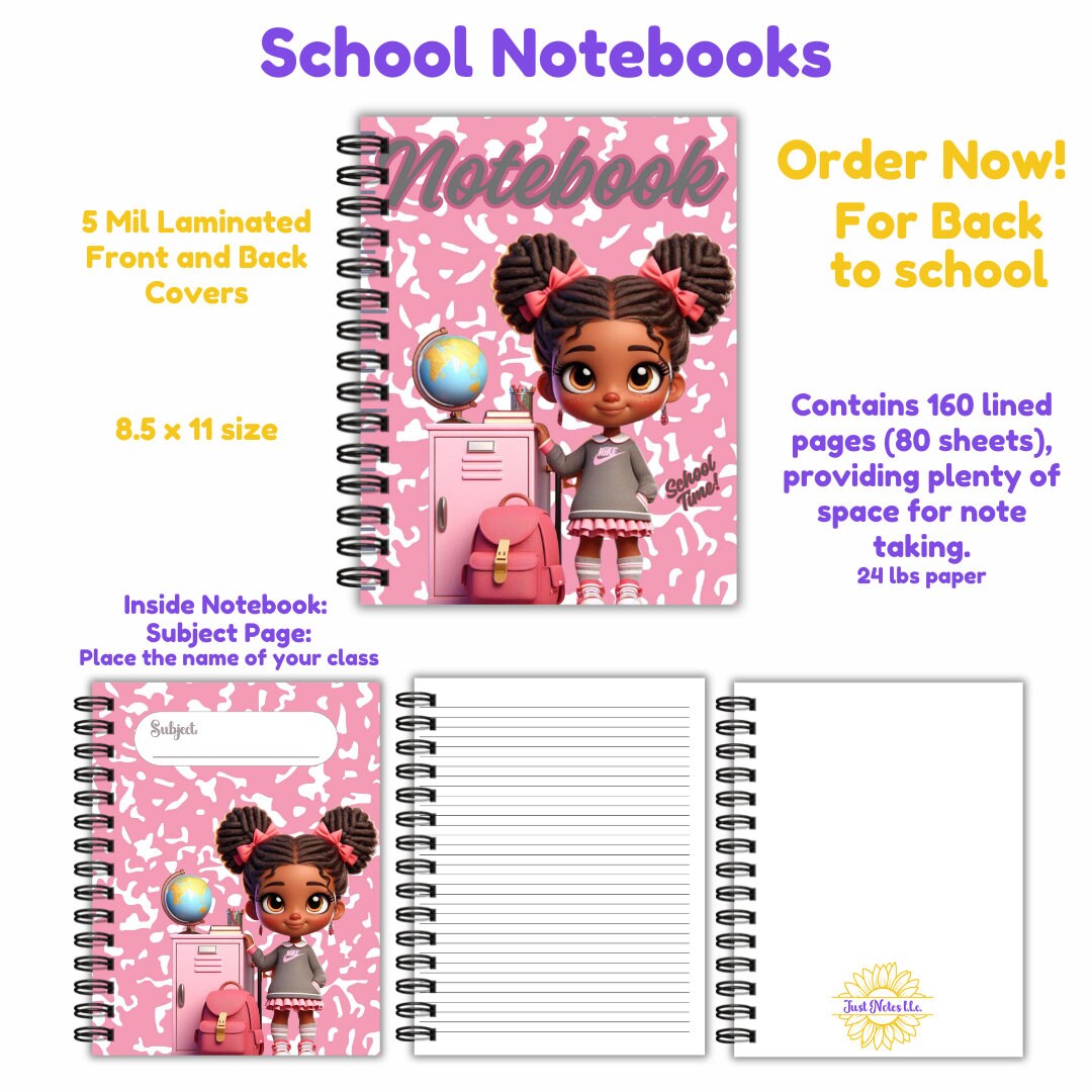 Cute Spiral School Notebooks for Girls Aesthetic Journal Planner Back ...