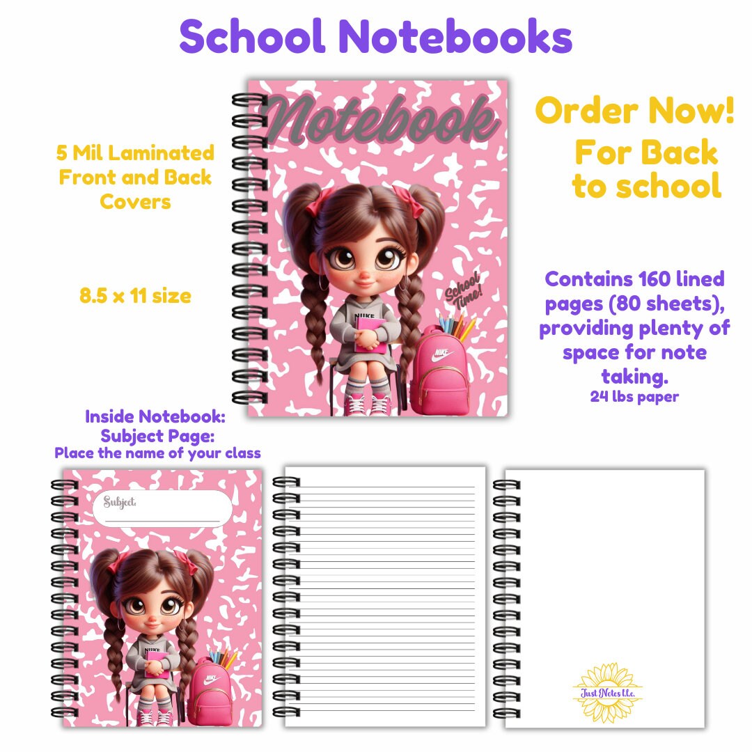 Cute Spiral School Notebooks for Girls Aesthetic Journal Kawaii ...