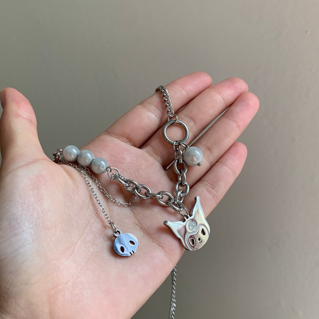 Silver Japanese Character Anime Necklace, Simple Minimalist Necklace ...